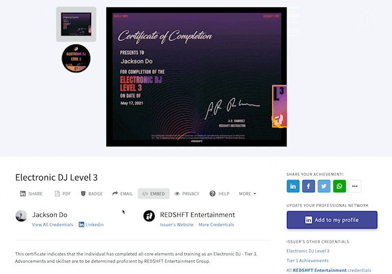 How Can I Embed the Full Credential Page into my Website?
