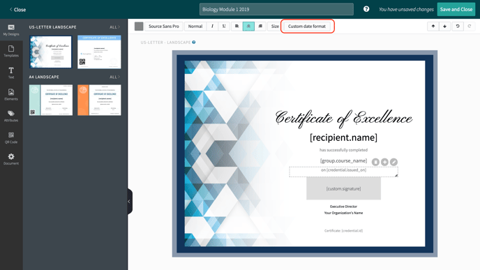 How Do I Change the Date Format on Certificate Designs?