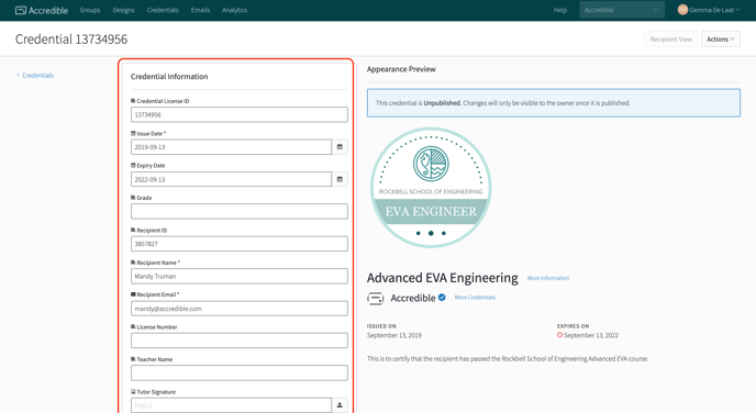 How Do I Edit a Recipient's Credential?