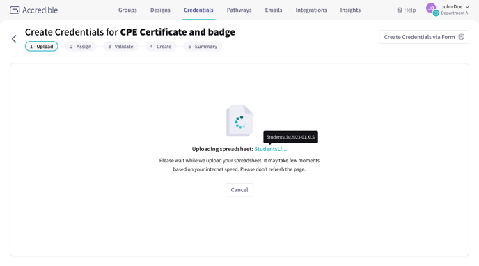 How to Issue a Batch Of Credentials - Spreadsheet Upload