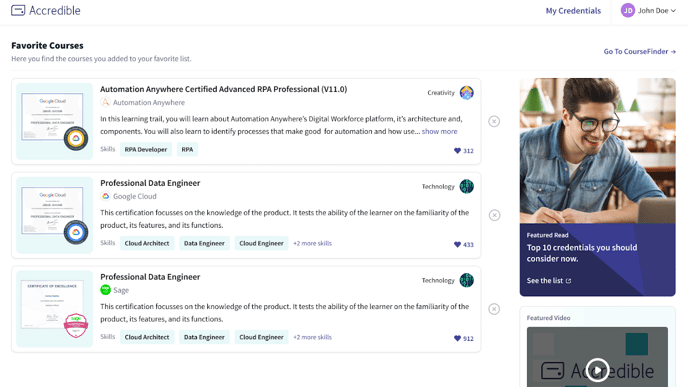 Where Can I Find Featured and Trending Courses on CourseFinder?